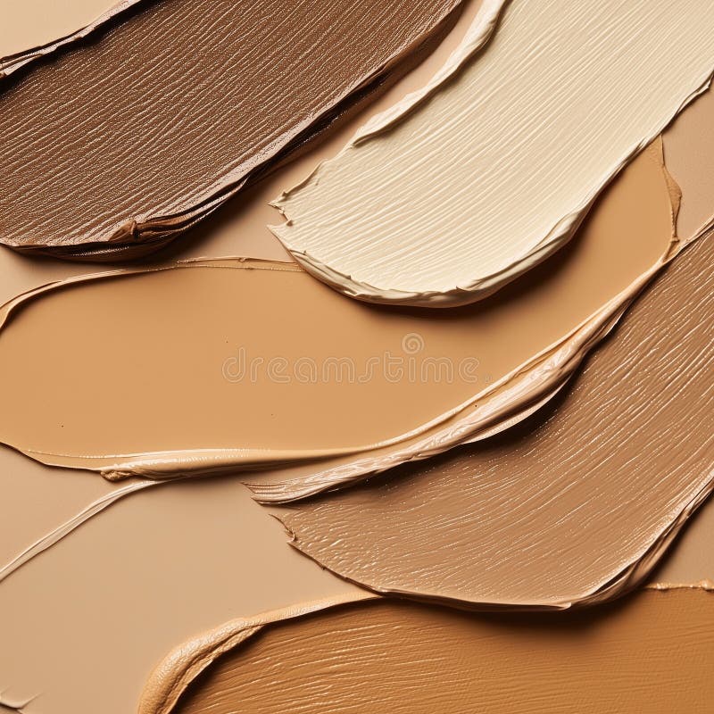 Multi-toned Foundation Swatches in Various Shades and Textures on a ...