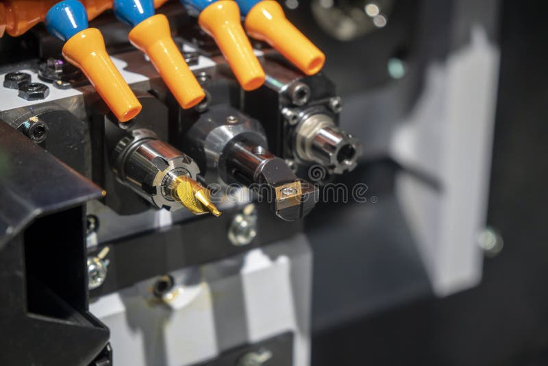 The Multi-tool Holder in the CNC Lathe Machine. Stock Photo - Image of ...