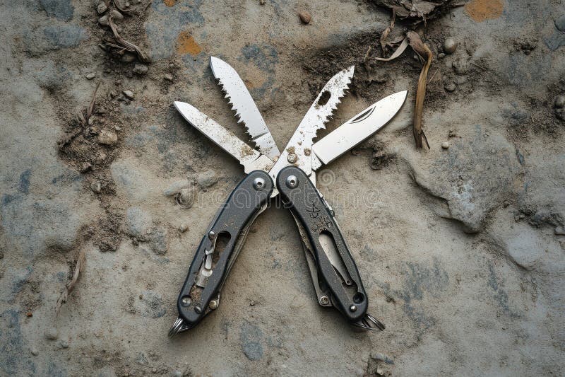 Multi-Tool Knife on Rough, Gray Surface Stock Illustration ...