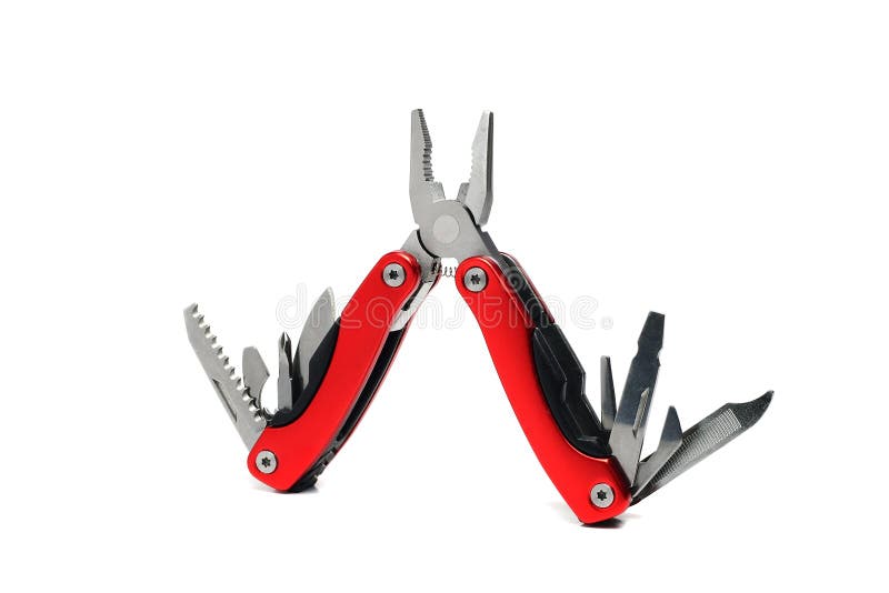 Multi Tool Pliers with Red Handles Stock Image - Image of white ...