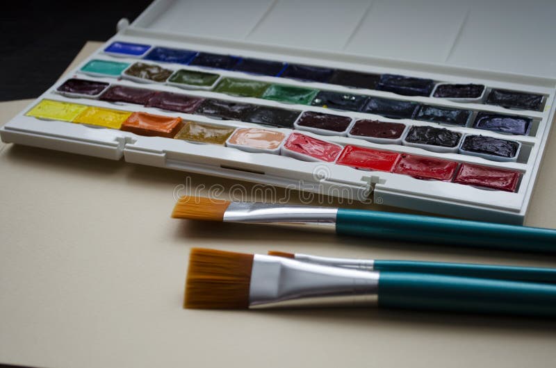 Multi Tools Artists Paint Brushes the Watercolor Box Paints Stock Image ...