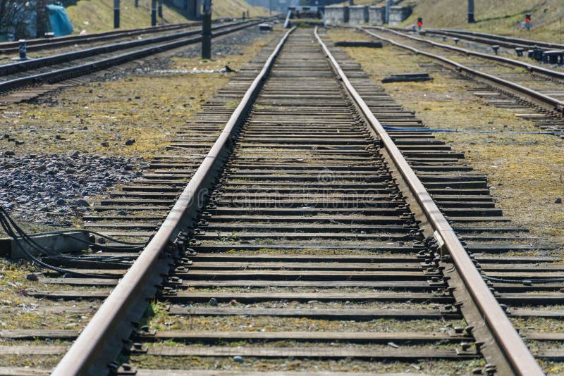 Multi-track Railway Line Near the Loading Station. View of the Railway ...