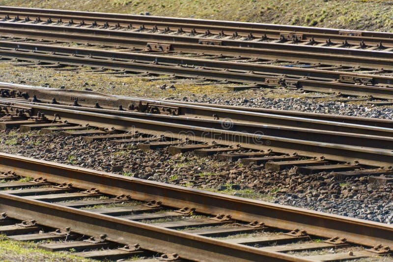 Multi-track Railway Line Near the Loading Station. View of the Railway ...