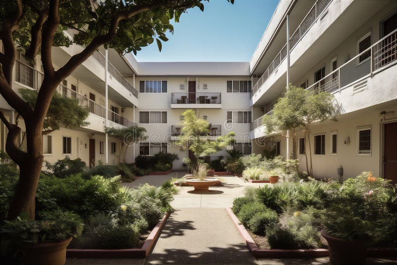 Multi-unit Modern Apartment Complex with Clean White Exterior. AI ...