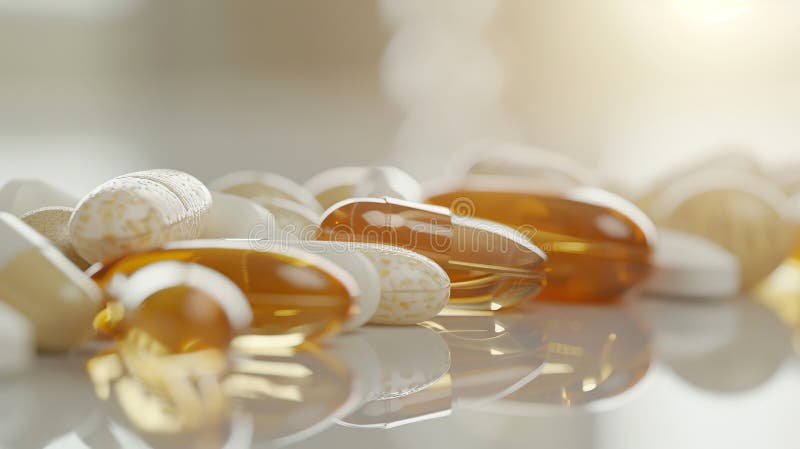 Multi Vitamin Vitamin Supplements are Elegantly Displayed on a White ...