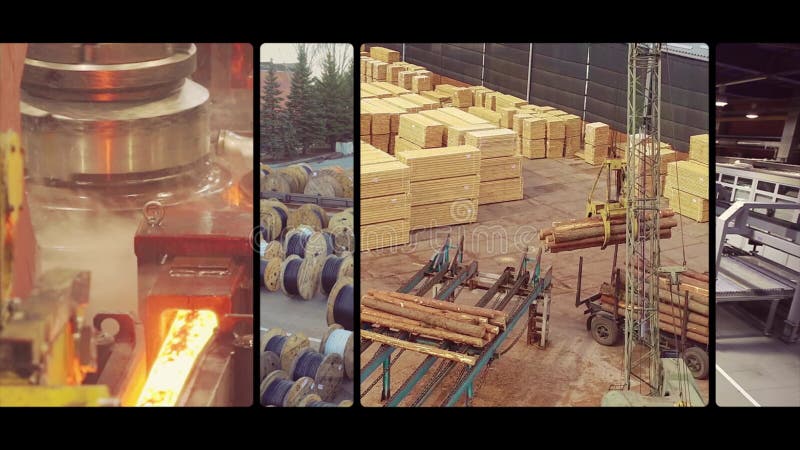 Multi-window Video of Industrial Exteriors. Industrial Exterior Stock ...