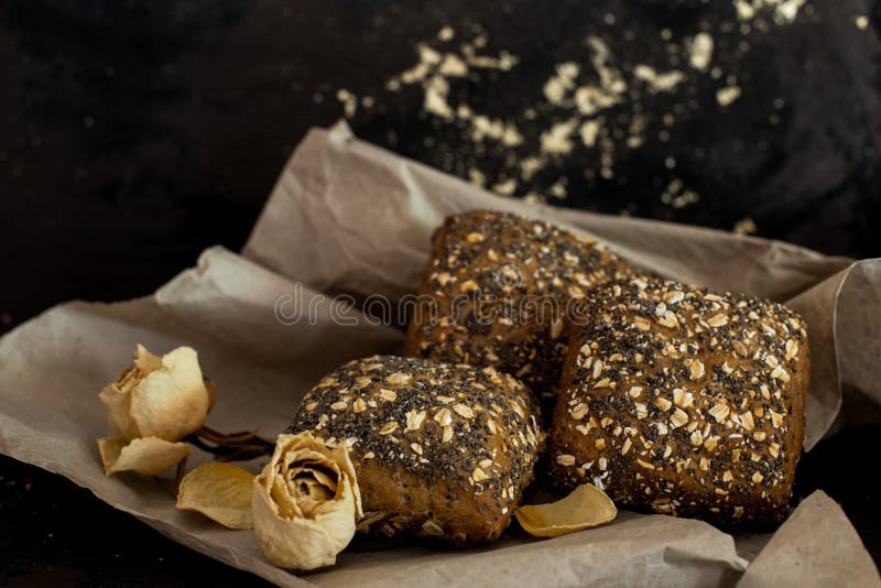 Multicereal Bread with Corn and Salt with Seeds Stock Photo - Image of ...