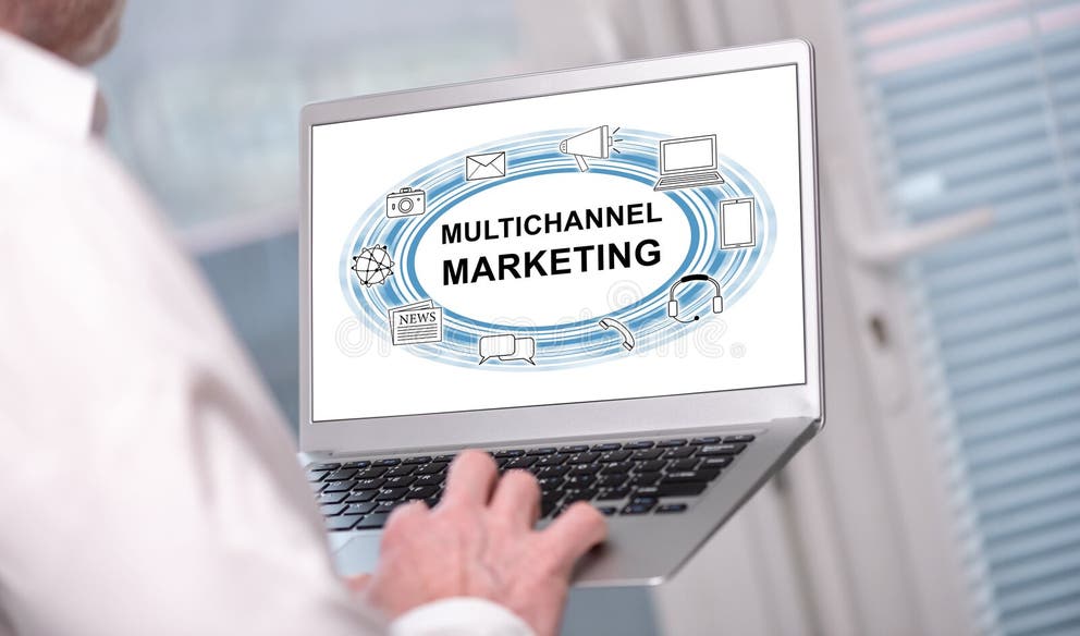 Multichannel Marketing Concept on a Laptop Screen Stock Photo - Image ...