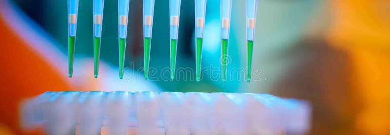 Multichannel Pipette Used in Microbiological Research Stock Photo ...