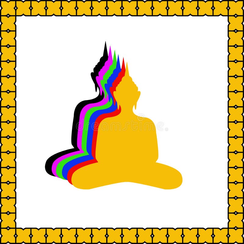 Vector of Lord Buddha Silhouette with Multicolour Buddha Shadow and the ...
