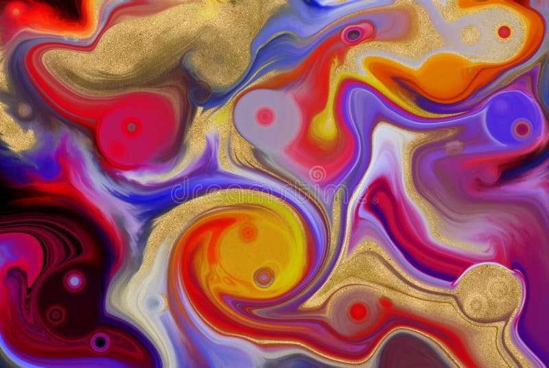 Multicolor Abstract, Acrylic Pour Fluid Art Background. 3d Illustration ...