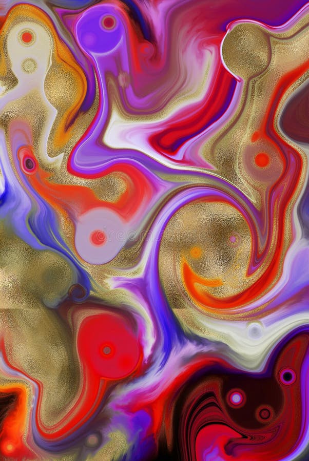 Multicolor Abstract, Acrylic Pour Fluid Art Background. 3d Illustration ...