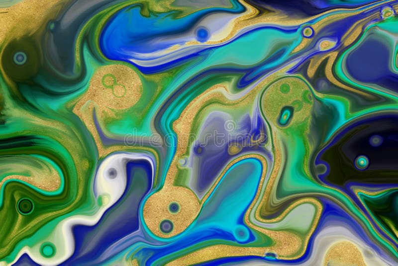 Multicolor Abstract, Acrylic Pour Fluid Art Background. 3d Illustration ...