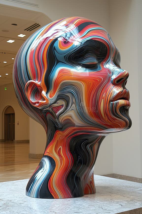 Multicolor Abstract Face Sculpture Stock Illustration - Illustration of ...