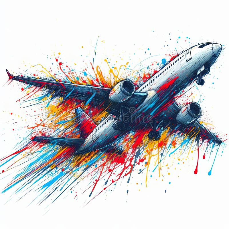 Multicolor Aircraft in Motion Stock Illustration - Illustration of ...