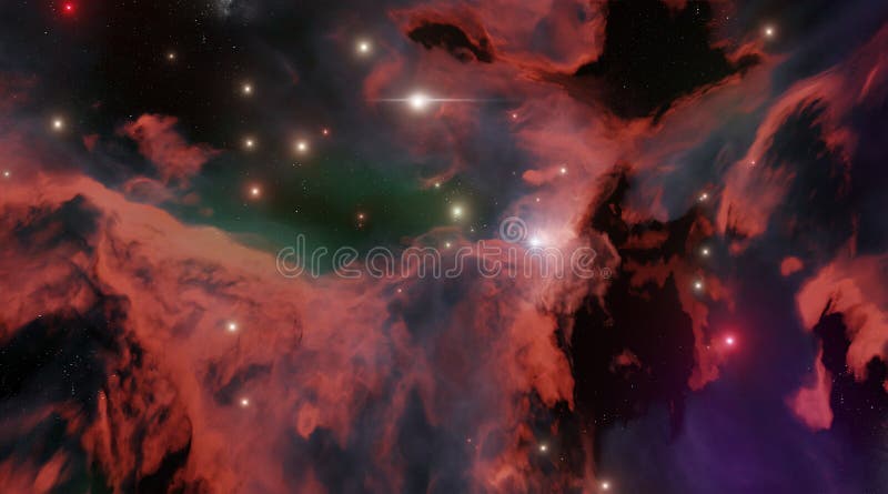 Multicolor Beautiful Galaxy Outer Space Night Sky Nebula. 3d Rendering ...
