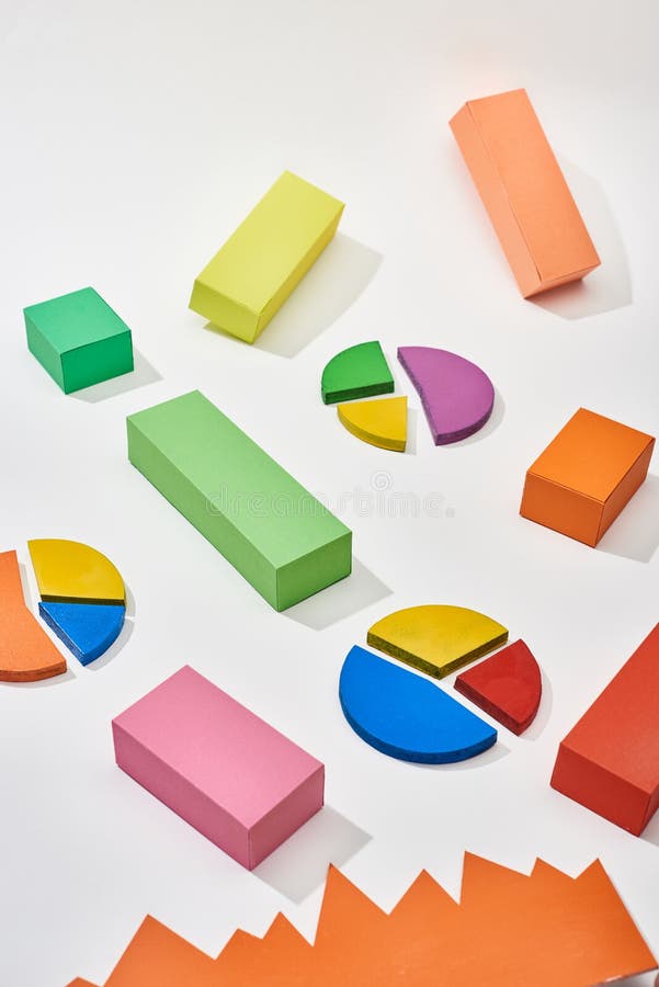 Multicolor Diagrams and Pie Charts on White Background. Stock Image ...