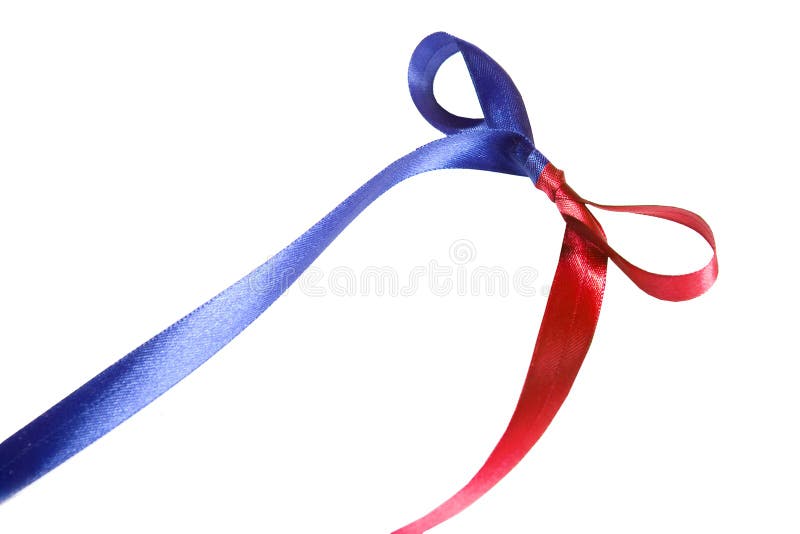 Multicolor Blue-red Fabric Ribbon and Bow on White Background Stock ...
