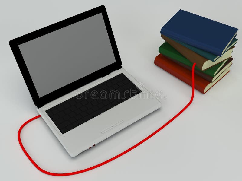 Multicolor Books and Laptop Stock Illustration - Illustration of data ...