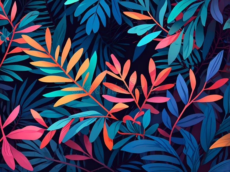 Multicolor Botanical Backdrop with Shiny Gradients on Petals Stock ...