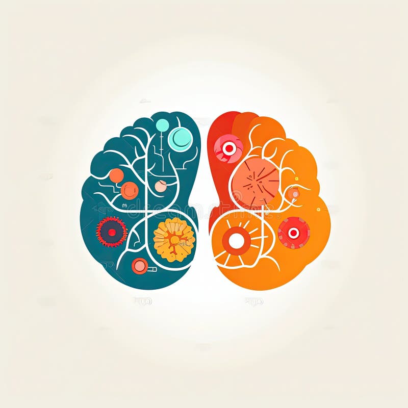 Multicolor brain division stock illustration. Illustration of template ...