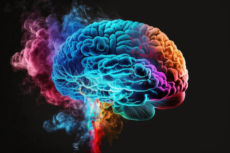 Multicolor Brain Made of Colorful Vibrant Smoke Representing ...