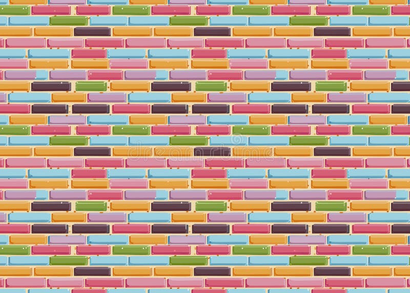 Multicolor Bricks Wall Texture Seamless Pattern Vector Illustration ...