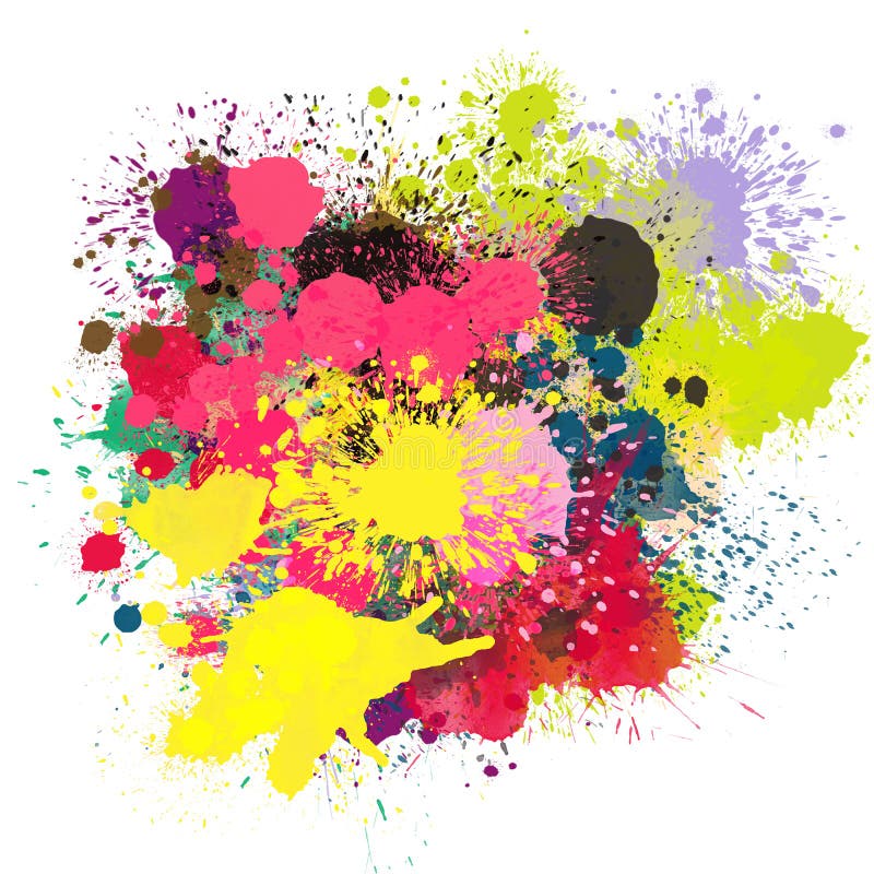 Multicolor Bright Colors Ink Splash Drops Shape Splatter Design Element ...