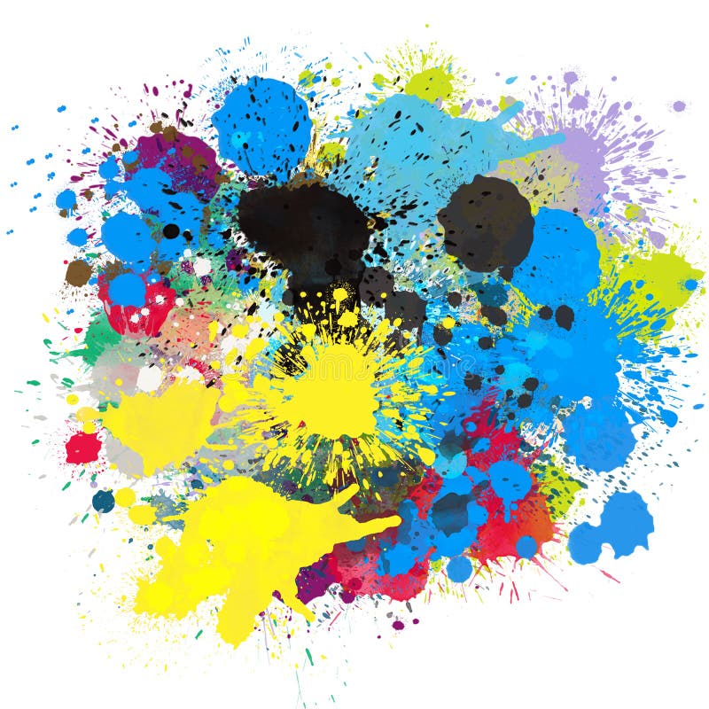 Multicolor Bright Colors Ink Splash Drops Shape Splatter Design Element ...
