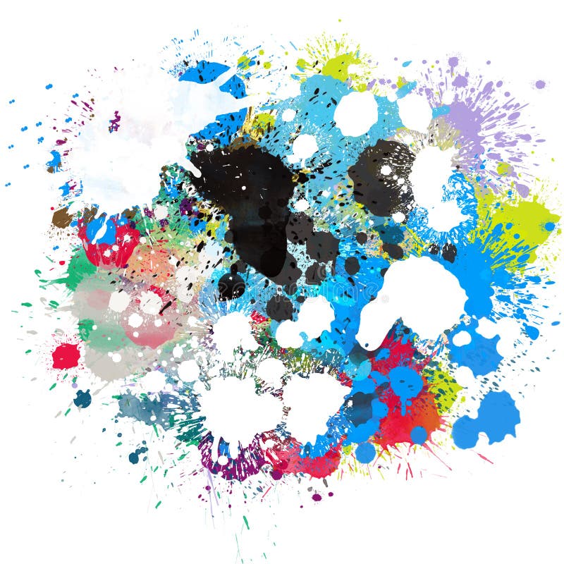 Multicolor Bright Colors Ink Splash Drops Shape Splatter Design Element ...