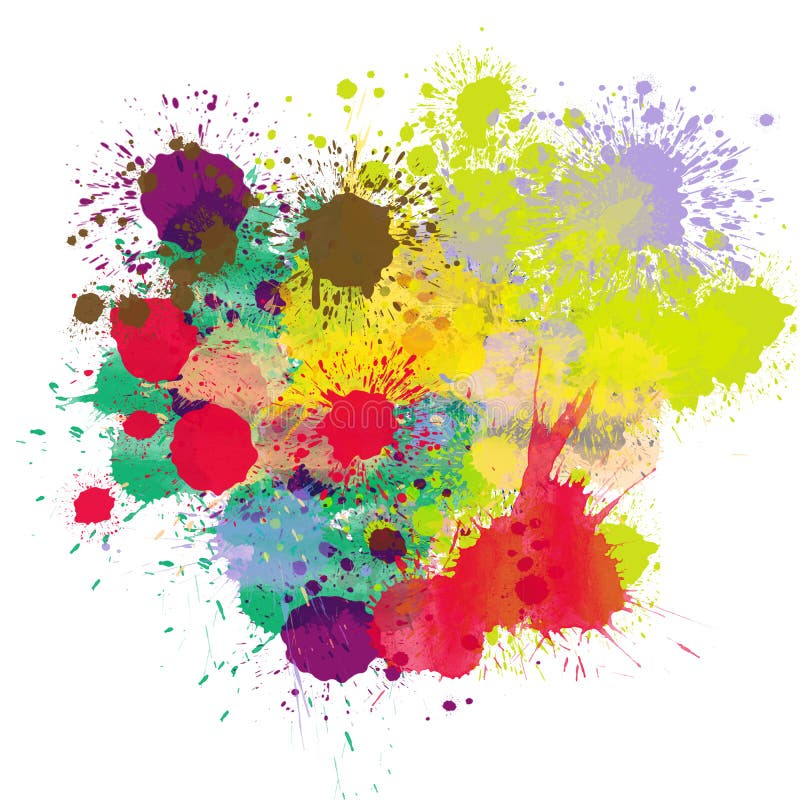 Multicolor Bright Colors Ink Splash Drops Shape Splatter Design Element ...