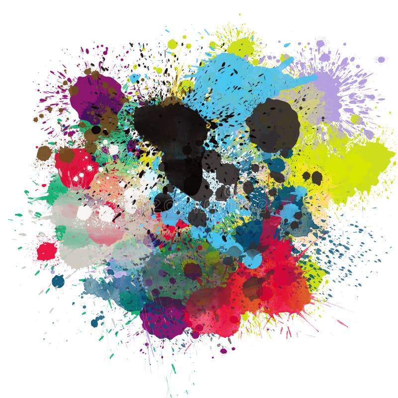 Multicolor Bright Colors Ink Splash Drops Shape Splatter Design Element ...
