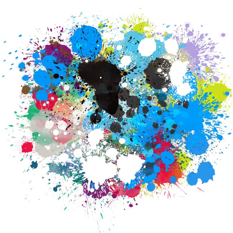 Multicolor Bright Colors Ink Splash Drops Shape Splatter Design Element ...