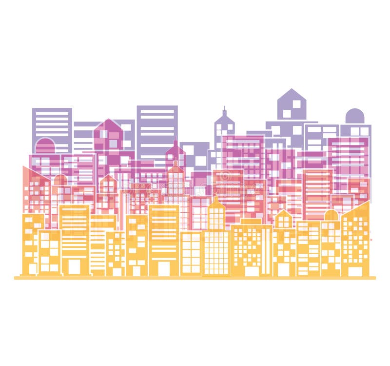 Multicolor Building and City Illustration Scene Stock Illustration ...