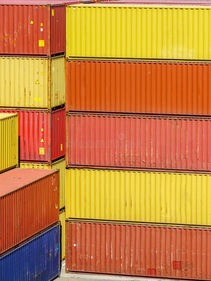 Multicolor Cargo Containers Stacked in Several Layers at the Port Cargo ...
