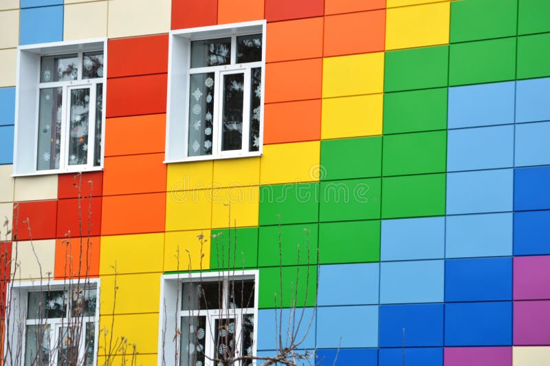 Multicolor colored facade stock image. Image of colorful - 267986997
