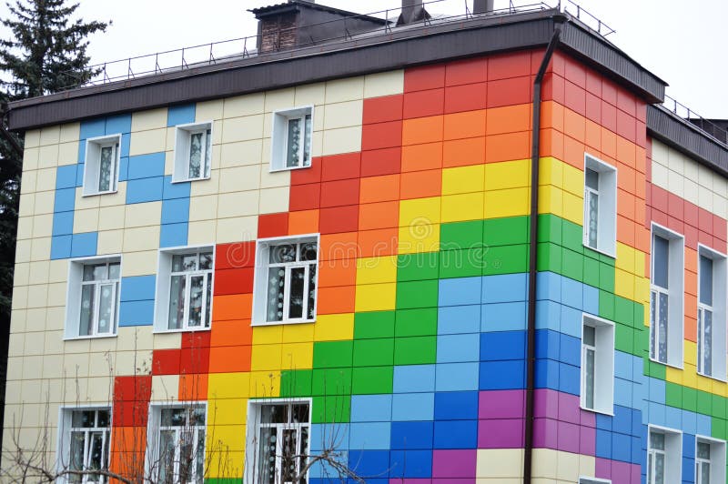 Multicolor colored facade stock image. Image of village - 267986945