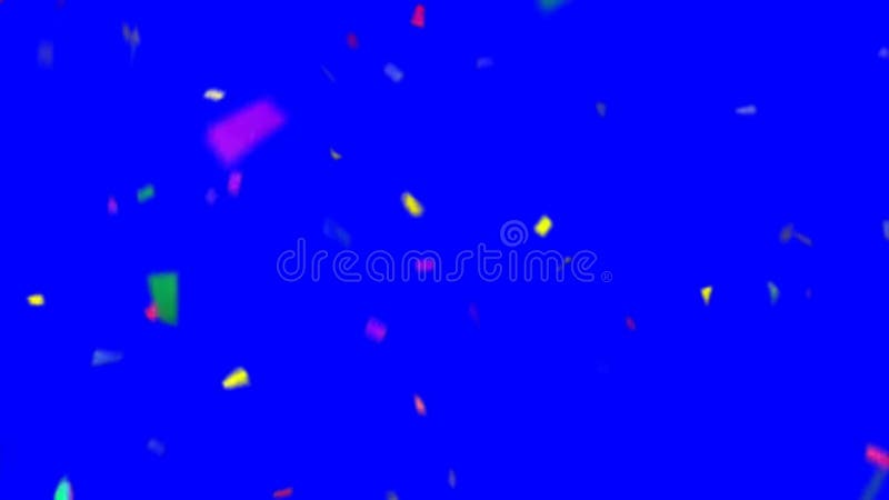 Multicolor Confetti Falling on Blue Matte Screen Background 4K ...