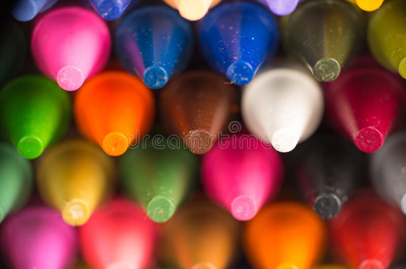 Multicolor Crayon Tips Closeup Stock Image - Image of objects, green ...