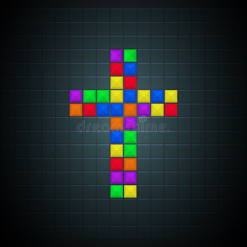 Multicolor Cross Old Video Game Design. Vector Stock Vector ...