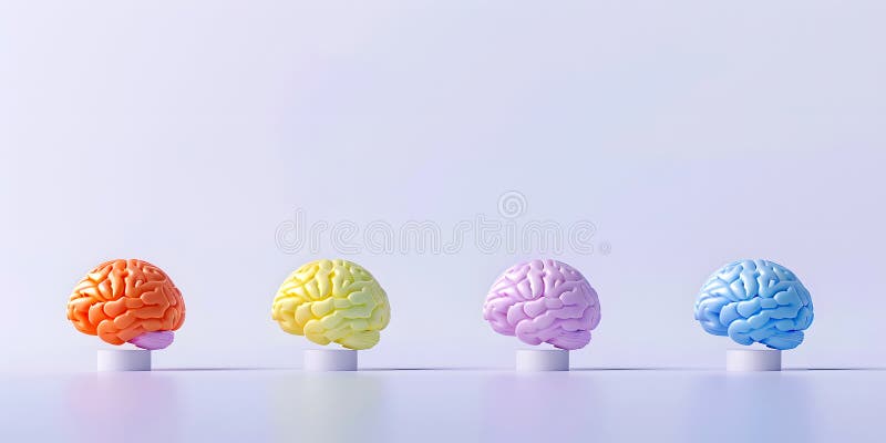 Multicolor 3d Render Brain Chart Stock Illustration - Illustration of ...