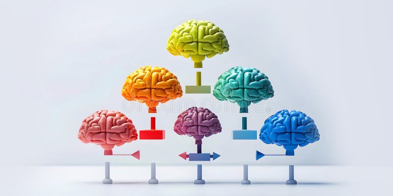 Multicolor 3d Render Brain Chart Stock Illustration - Illustration of ...