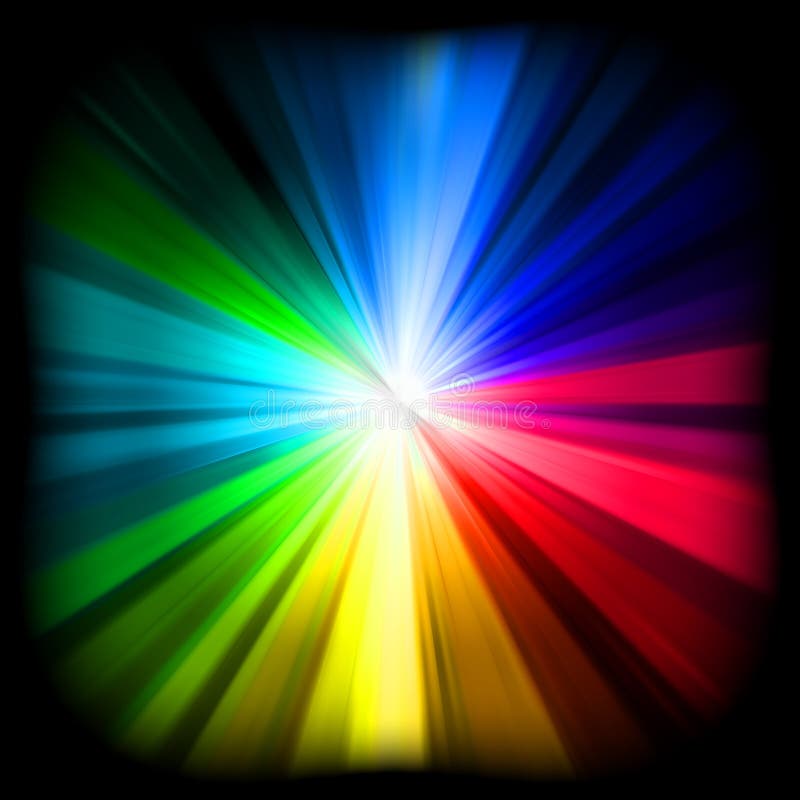 A Prism Burst of Rainbow Colored Light Beams Stock Illustration ...