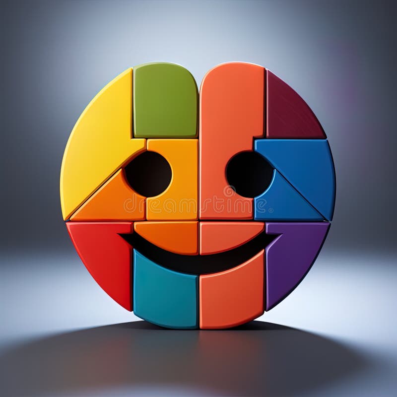 Multicolor Disc Puzzle Style Happy Face Icon Stock Illustration ...