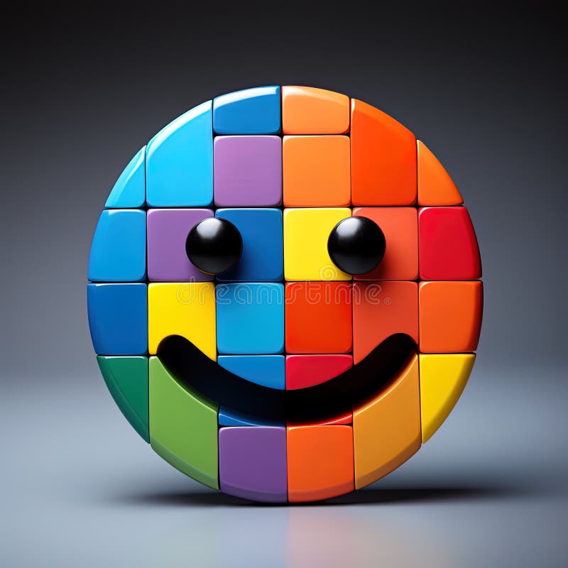 Multicolor Disc Puzzle Style Happy Face Icon Stock Illustration ...