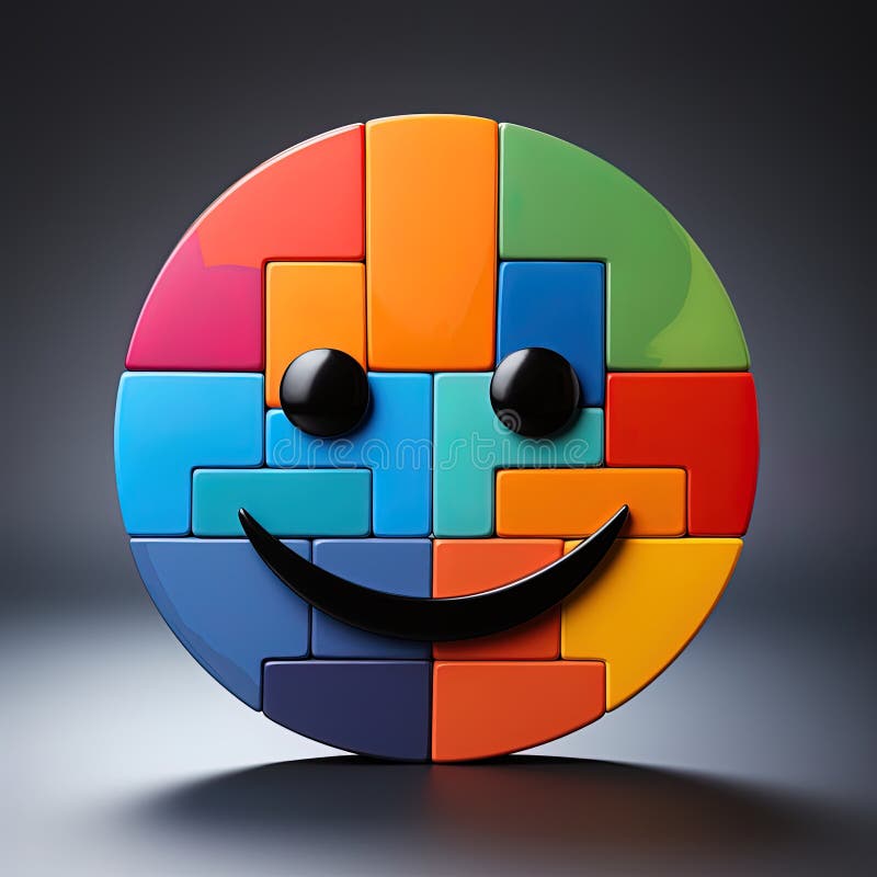 Multicolor Disc Puzzle Style Happy Face Icon Stock Illustration ...