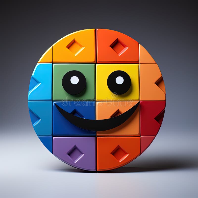 Multicolor Disc Puzzle Style Happy Face Icon Stock Illustration ...