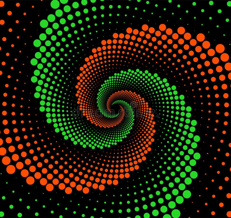 Colorful Dotted Squares Spiral Vortex Background Stock Vector