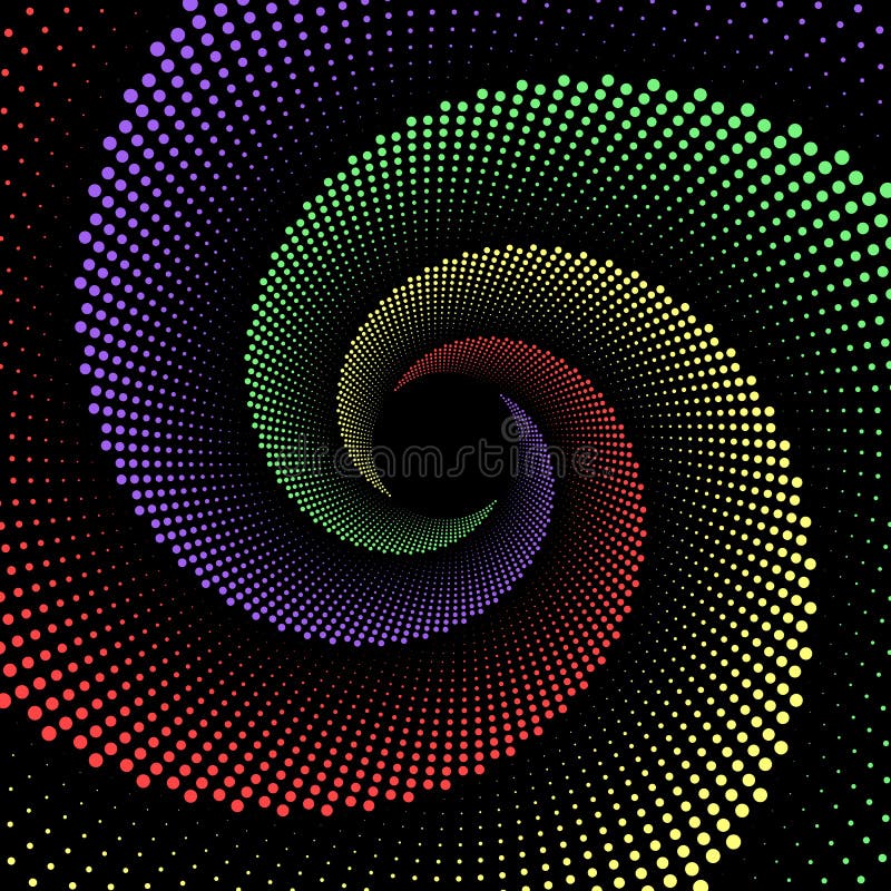 Colorful Dotted Squares Spiral Vortex Background Stock Vector ...