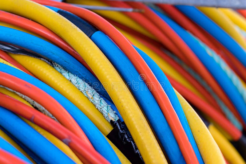 Multicolor Electric Industrial Wires Closeup, Outdoors Stock Image ...